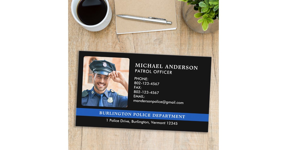 Custom Police Department Law Enforcement Photo Business Card | Zazzle