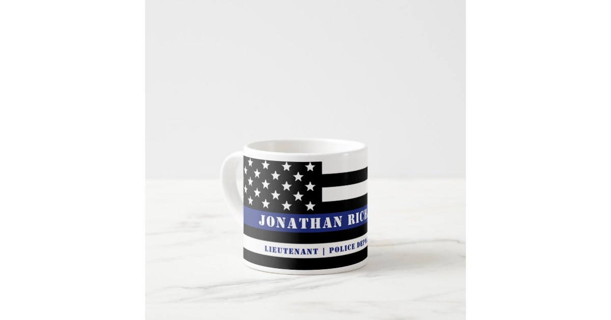 Custom Police Officer Thin Blue Line Police Dept Espresso Cup | Zazzle