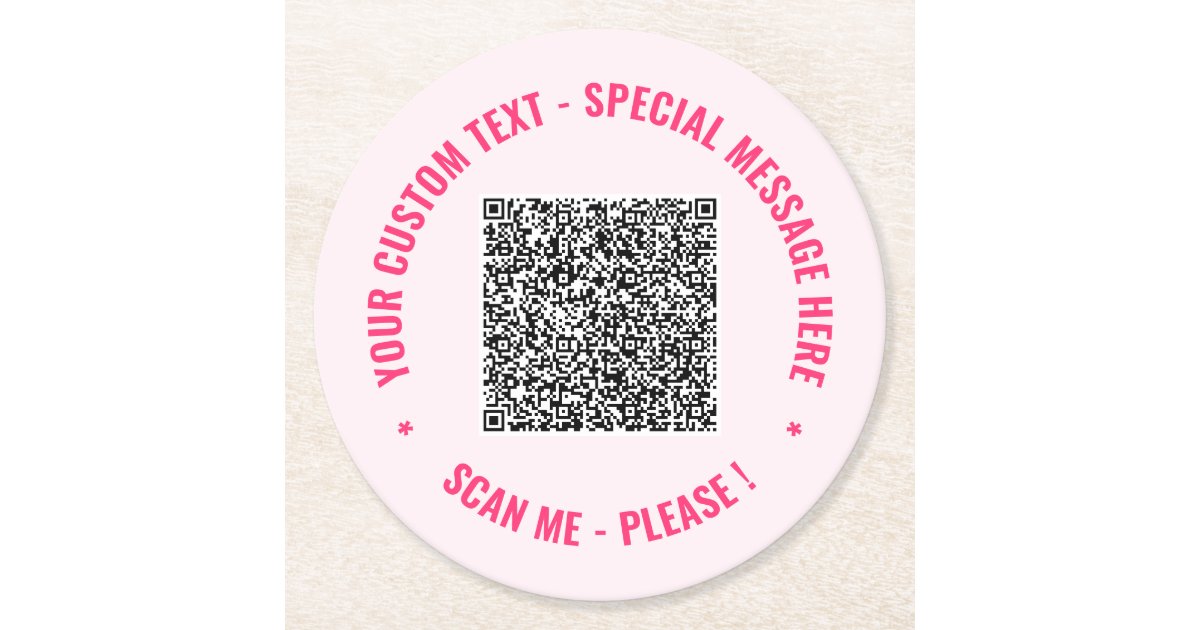 Custom QR Code and Text Paper Coaster Template | Zazzle