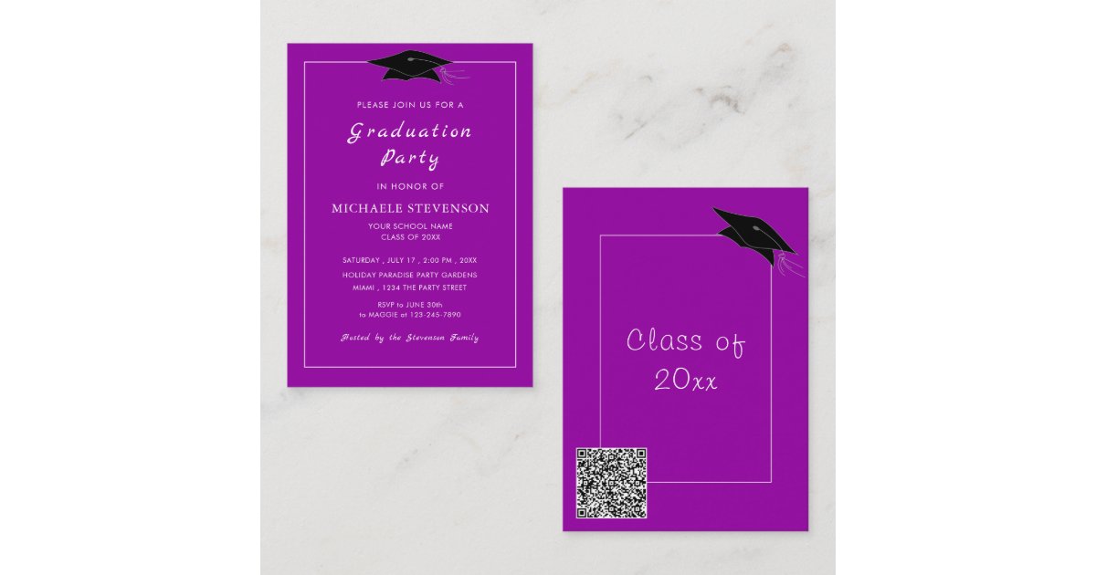 Custom QR Code Graduation Invitation Your Colours | Zazzle