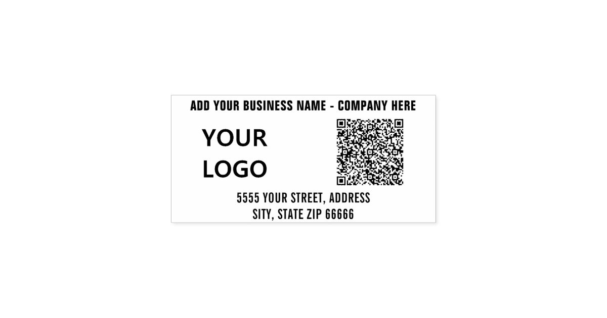 Custom QR Code Logo Name Address Self-inking Stamp | Zazzle