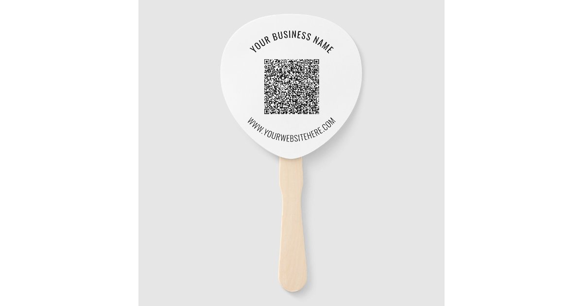 Custom QR Code Text Promotional Hand Fan Template | Zazzle