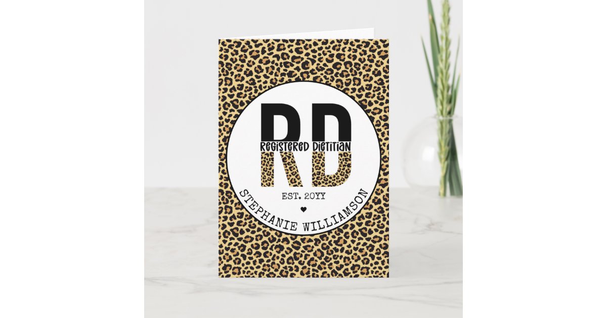 Custom RD Registered Dietician Cheetah Print Card | Zazzle