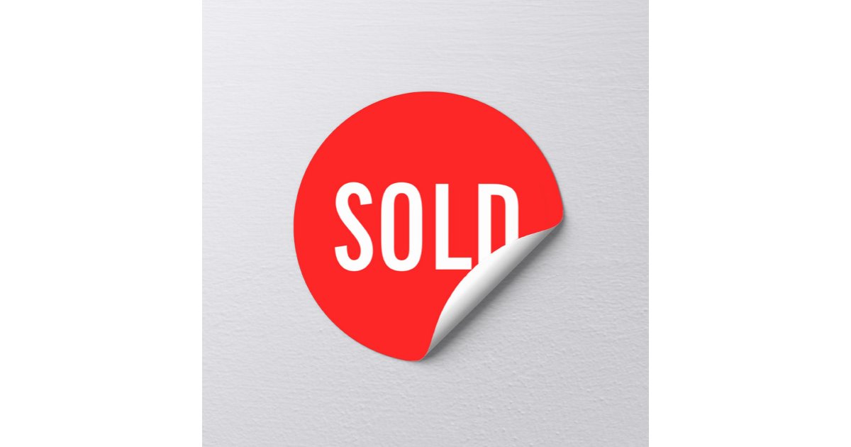 Custom Red Sold Sticker | Zazzle