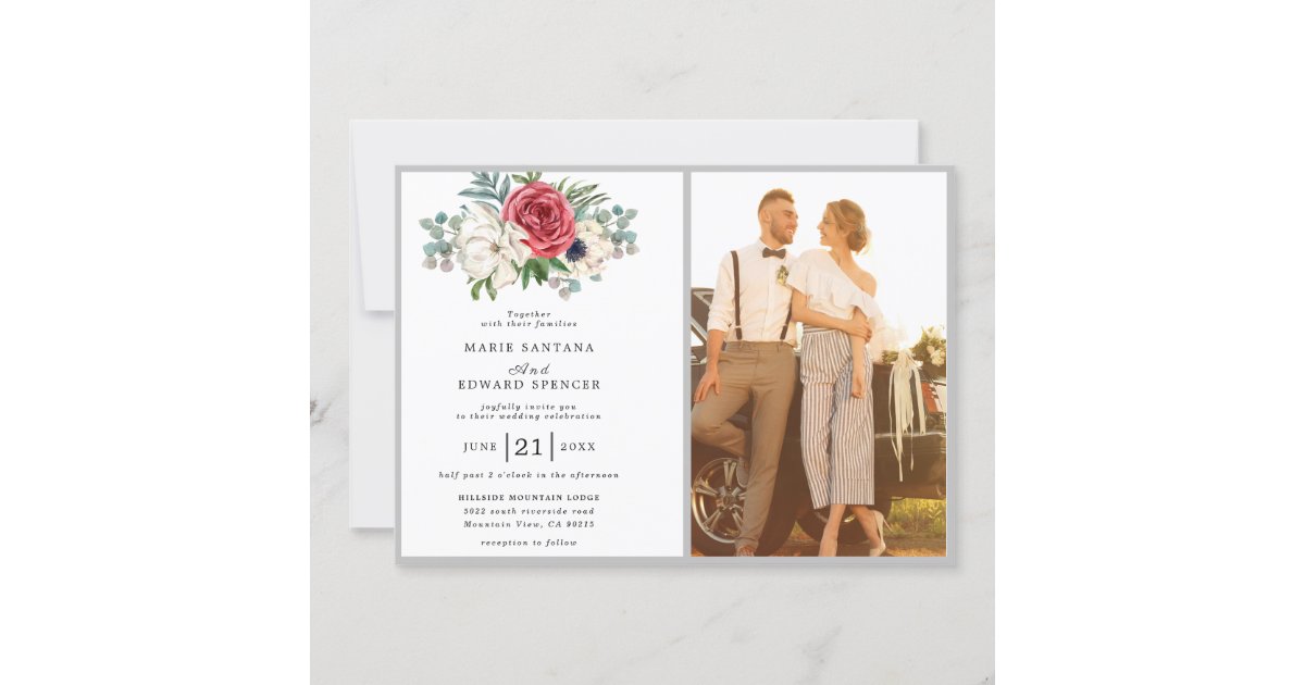 Custom Romantic Couple Photo wedding Invitation | Zazzle