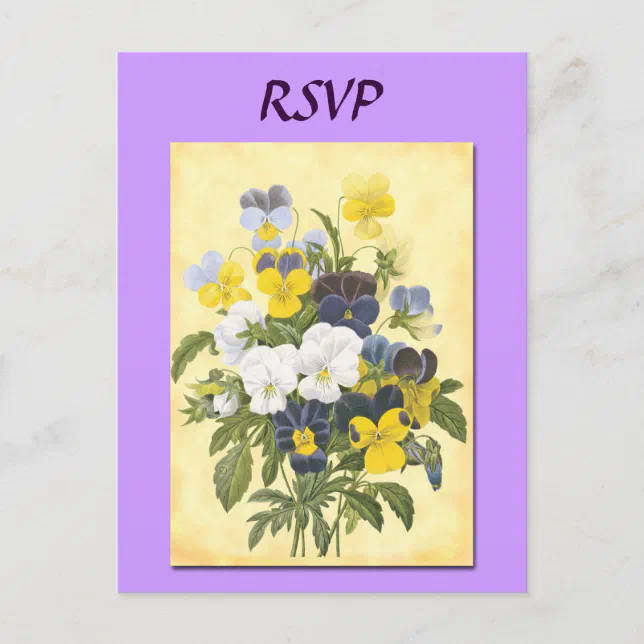 Custom RSVP Botanical VioletsPostcard Invitation Postcard | Zazzle