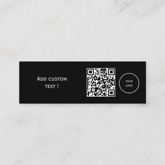 Custom simple qr code bookmark business mini black mini business card ...