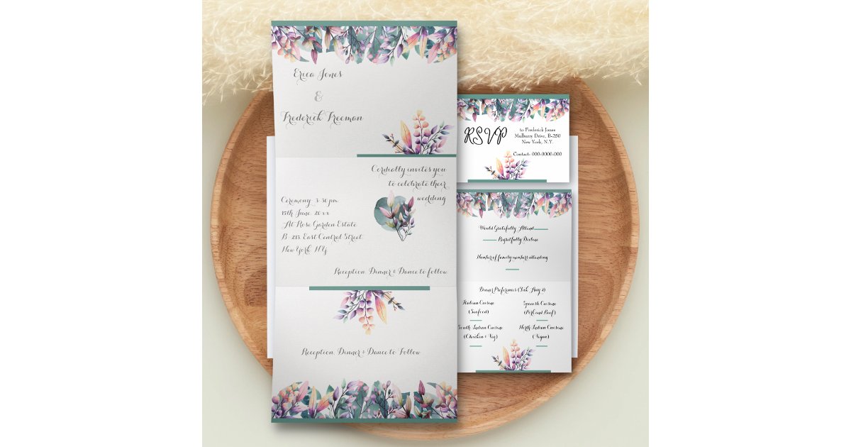 Custom Trifold Letter Fold Wedding Invitation | Zazzle