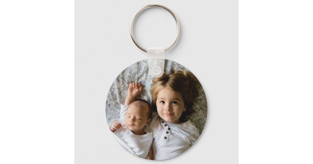 Custom Two Photo Double Sided Round Key Ring | Zazzle