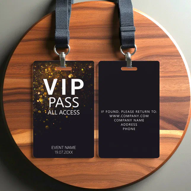 Custom VIP All Access Event Bokeh Glitter Badge ID Badge | Zazzle