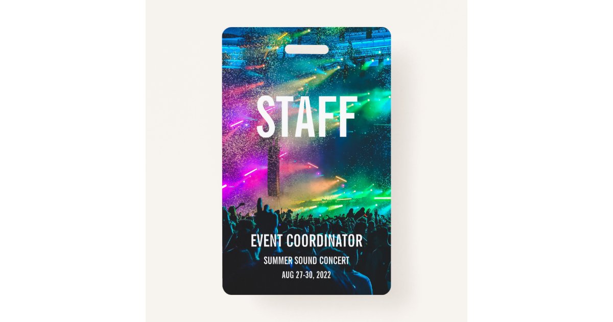 Custom VIP All Access Pass Concert Badge- Staff ID Badge | Zazzle