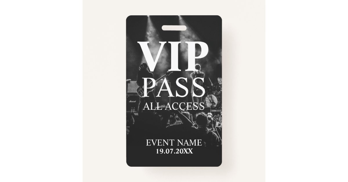 Custom VIP QR Code Event Black and White Badge ID Badge | Zazzle