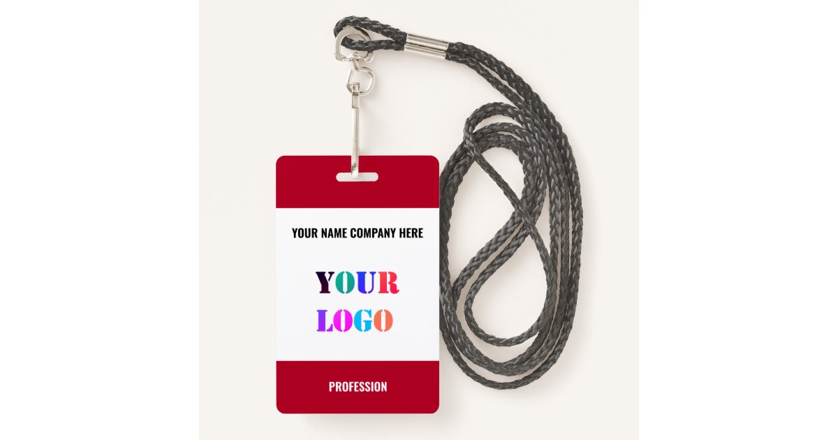 Custom Your Company Logo Info Business Name Badge ID Badge | Zazzle