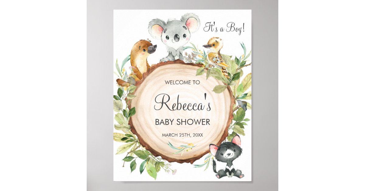 Cute Australian Animals Baby Shower Welcome Sign | Zazzle