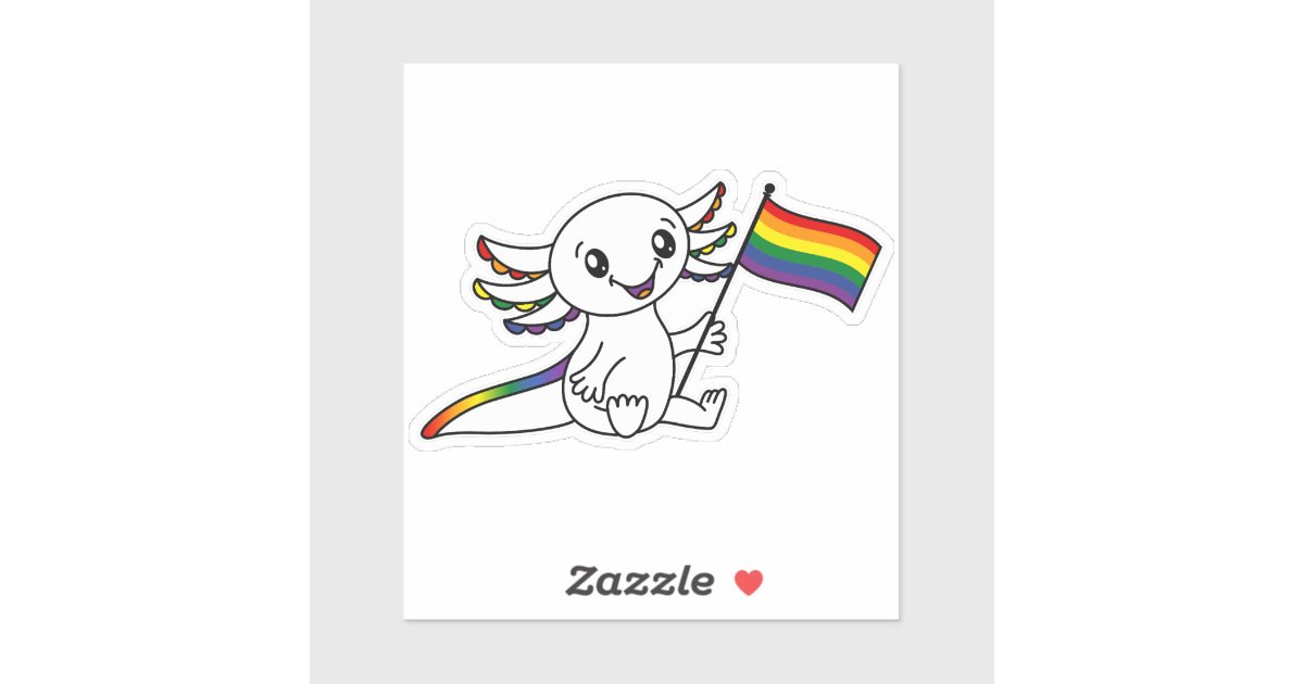 Cute Axolotl with Rainbow Pride Flag LGBTQ+ | Zazzle