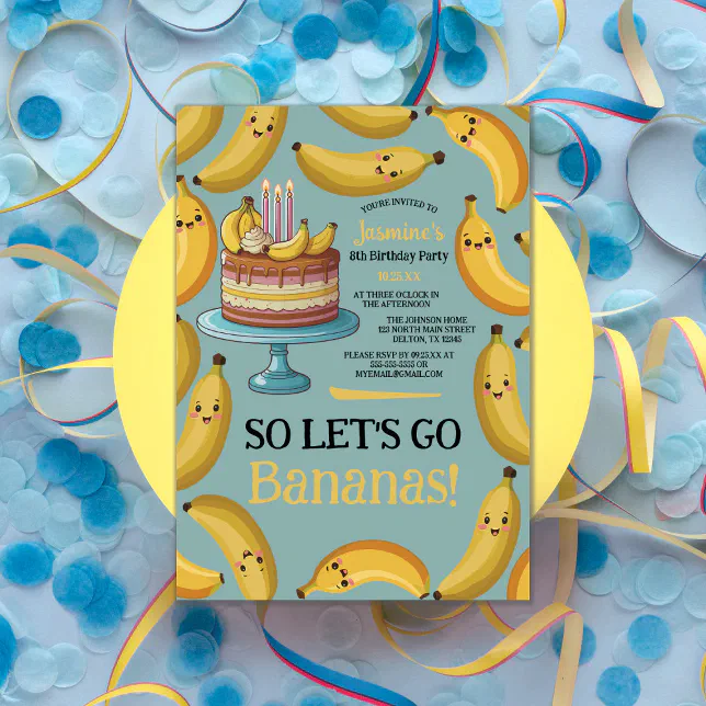 Cute Banana-Themed Kid's Birthday Party Invitation | Zazzle