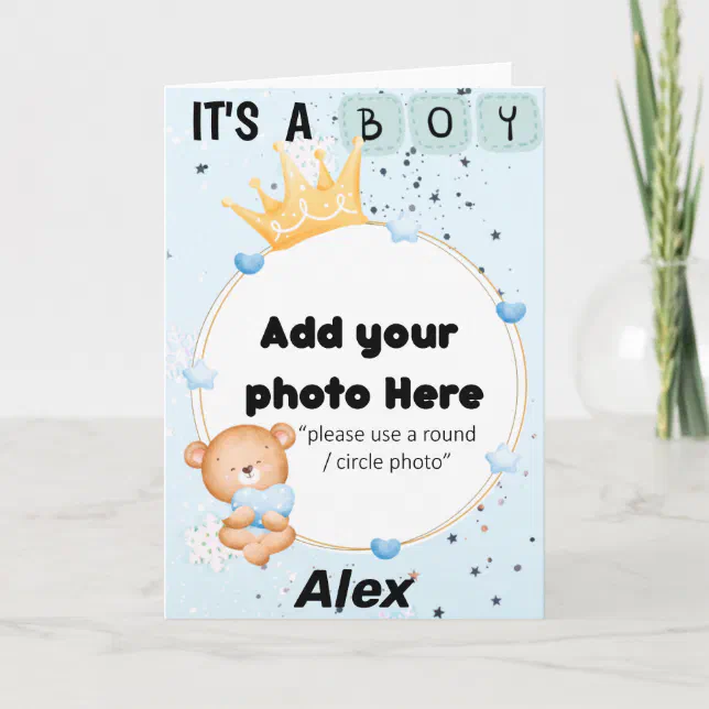 Cute bear It's A Boy Greetings Card | Zazzle
