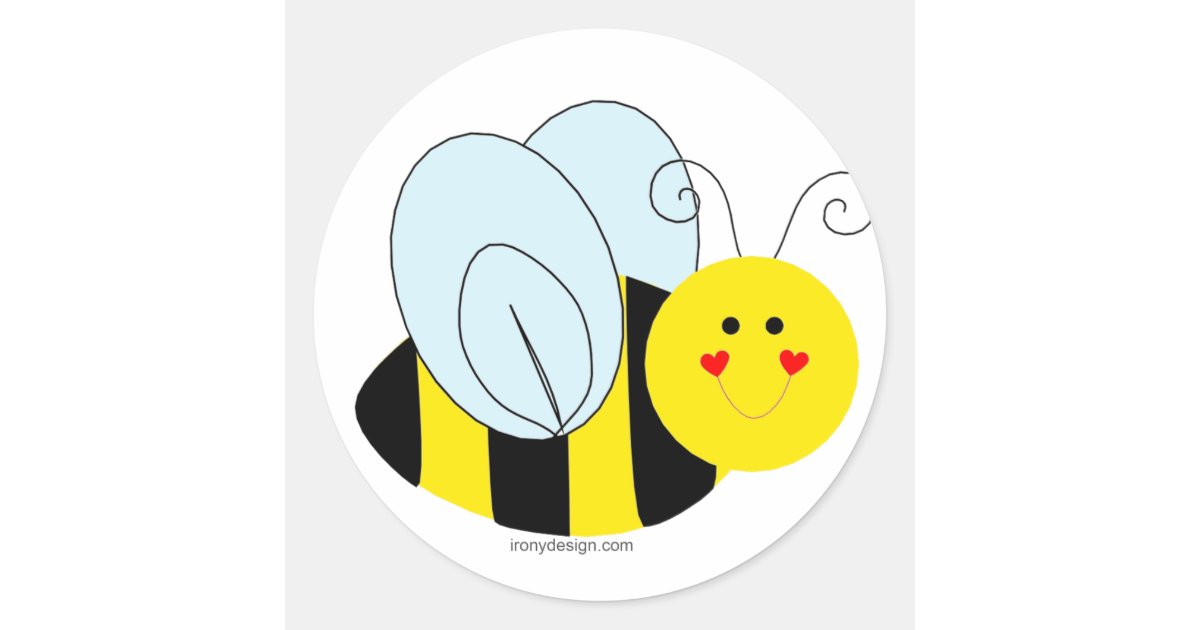 Cute Bee Classic Round Sticker | Zazzle