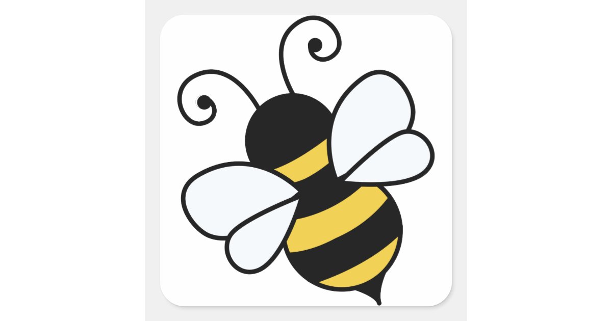 Cute bee square sticker | Zazzle