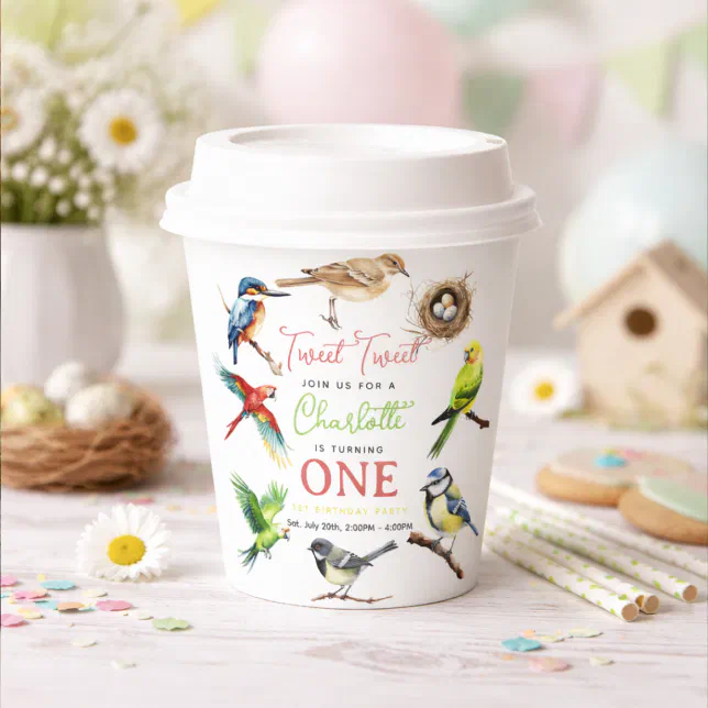 Cute Bird 1st Birthday | Sweet Baby Bird Party Paper Cups | Zazzle