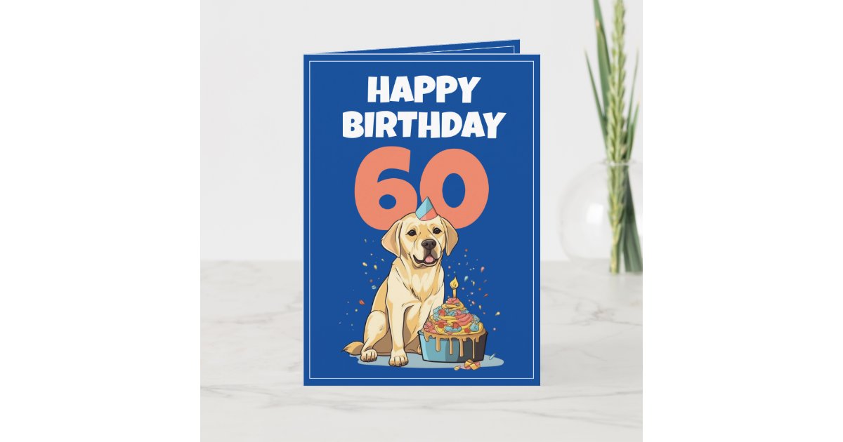 Cute Blue and White Lab Husband 60th Birthday Card | Zazzle