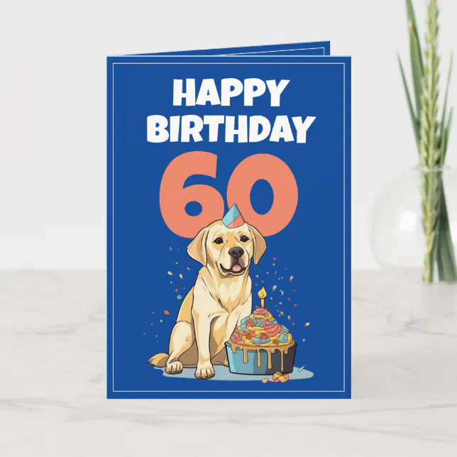 Cute Blue and White Lab Husband 60th Birthday Card | Zazzle