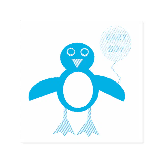 Cute Blue Baby Boy Penguin Self Inking Stamp | Zazzle