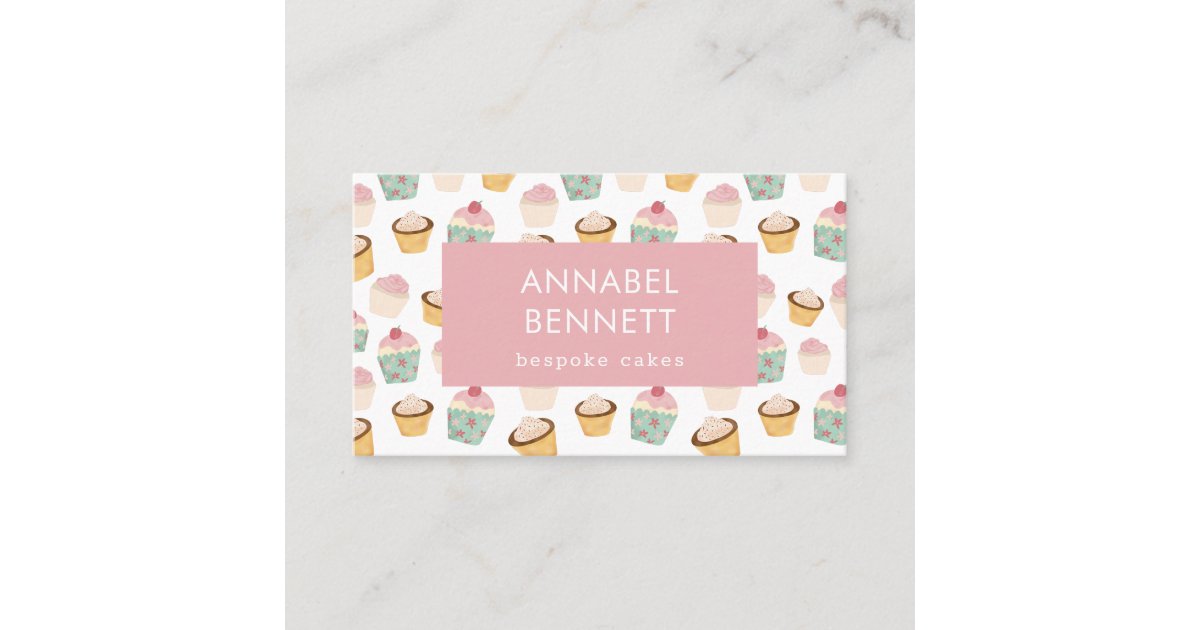 Cute Boho Cupcake Pattern QR code Business Card | Zazzle