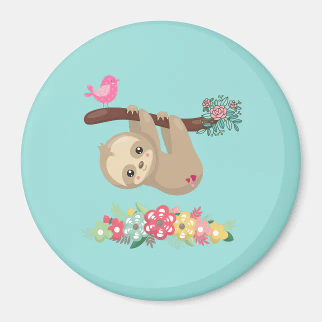 Cute Brown Sloth Hanging Upside down Magnet | Zazzle