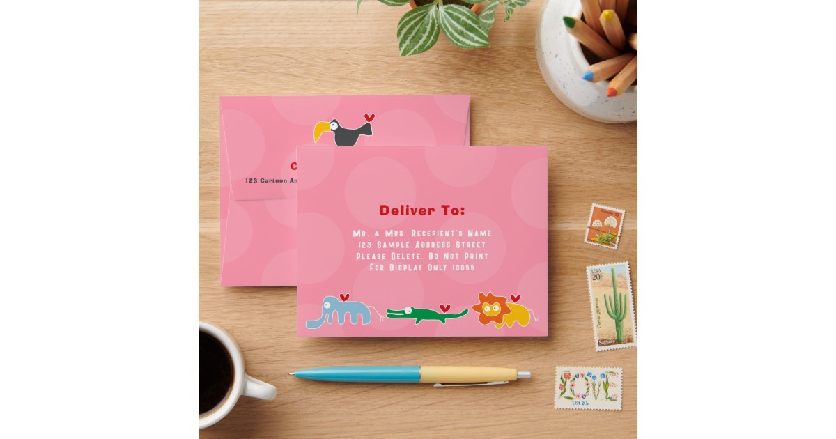Cute Cartoon Animals Family Children Kids Fun Envelopes | Zazzle