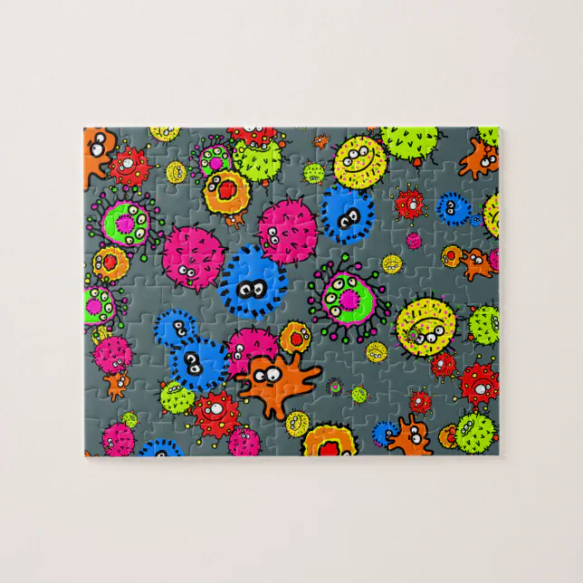 Cute Cartoon Microscopic Germ Wallpaper Jigsaw Puzzle | Zazzle