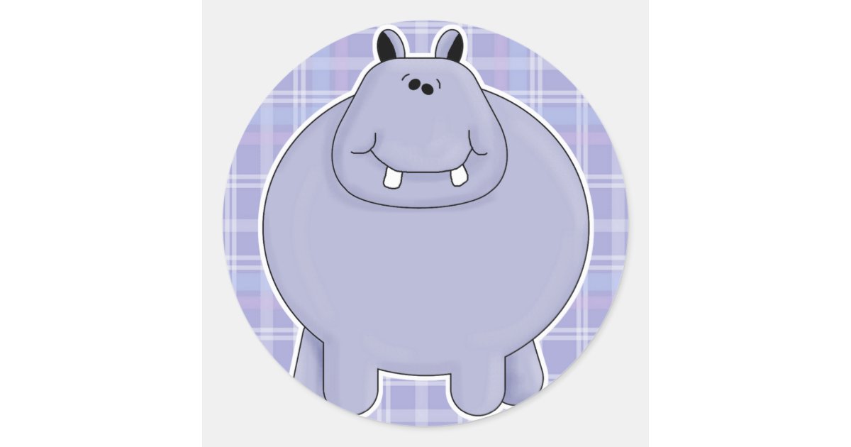 cute chubby hippo classic round sticker | Zazzle