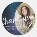 Cute Class Of 2026 Photo Graduation Thank You Classic Round Sticker ...