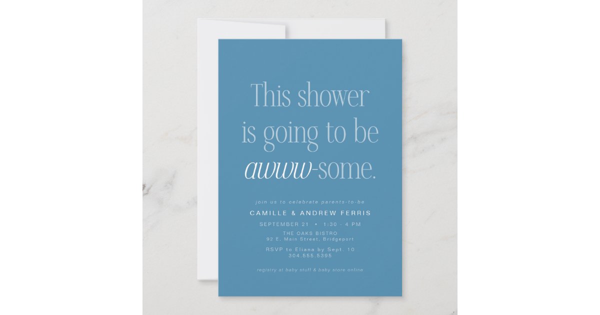 Cute clever awesome blue baby shower invitation | Zazzle