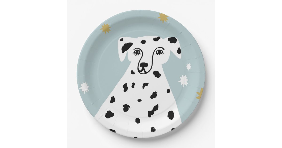 Cute Dalmatian Dog Abstract Illustration Wedding Paper Plate | Zazzle