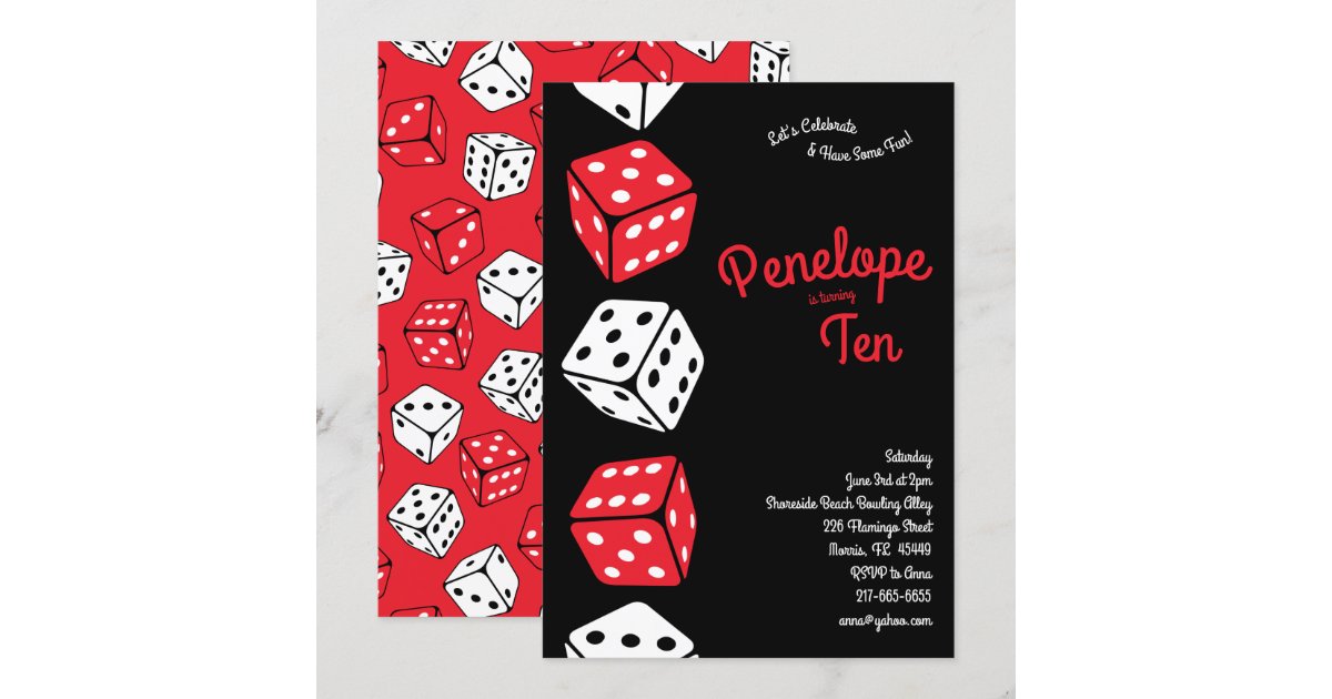 Cute Dice Games Kids Birthday Party Invitation | Zazzle