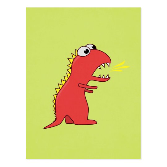 Cute Fire Breath Cartoon T-Rex Dinosaur Postcard | Zazzle.com.au