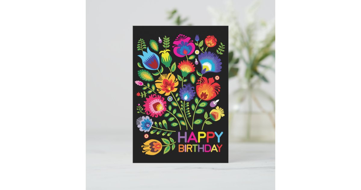 Cute Folklore Happy Birthday Card | Zazzle