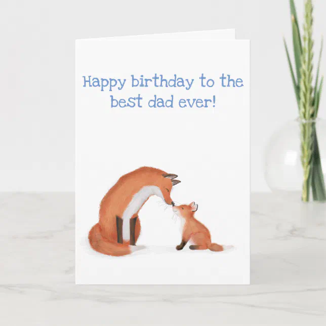 Cute fox and cub birthday card for dad | Zazzle