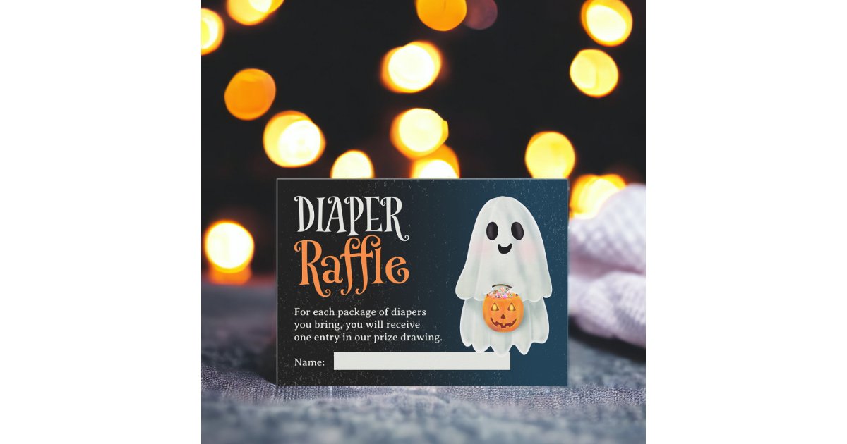 Cute ghost Halloween diaper raffle baby shower Enclosure Card | Zazzle