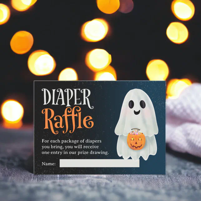 Cute ghost Halloween diaper raffle baby shower Enclosure Card | Zazzle