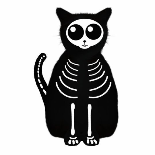 Cute Halloween Cartoon Cat Skeleton Standing Photo Sculpture | Zazzle ...