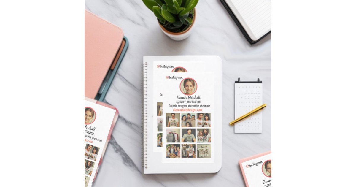Cute insta grid profile layout business card | Zazzle