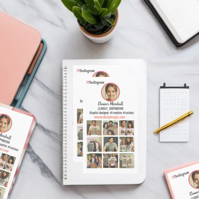 Cute insta grid profile layout business card | Zazzle
