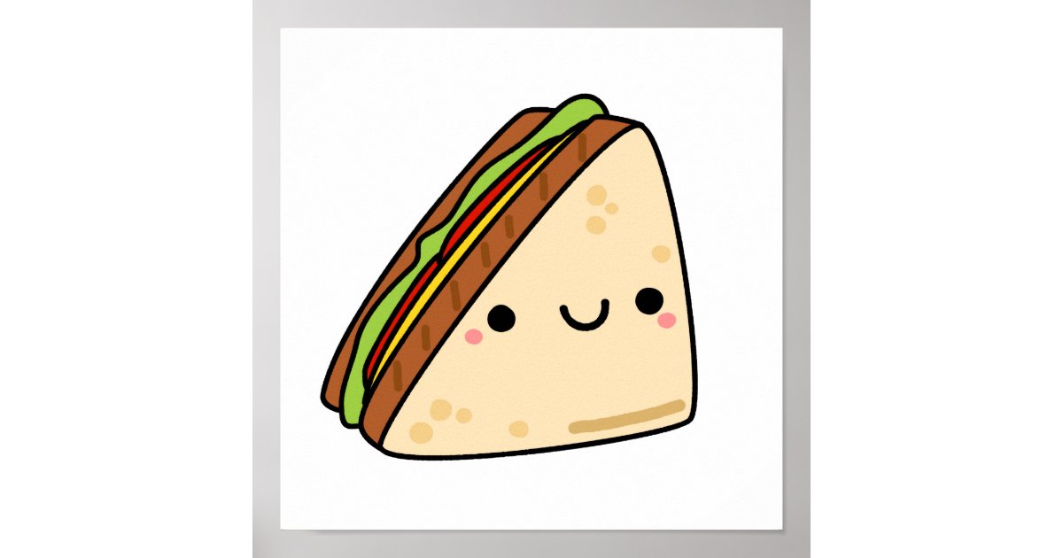 Cute Kawaii Sandwich Poster | Zazzle
