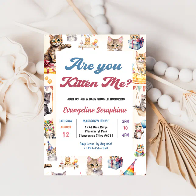 Cute Kitty Cat Baby Shower Party Invitation | Zazzle