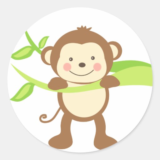 Cute Monkey Round Stickers | Zazzle