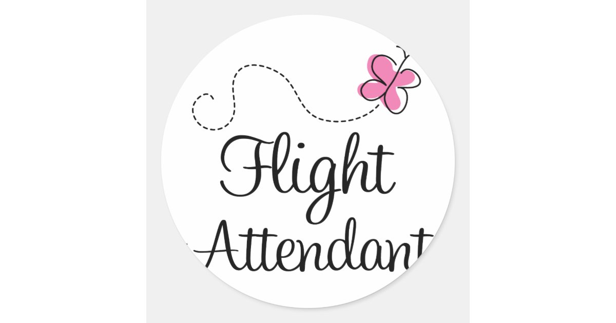Cute Pink Flight Attendant Classic Round Sticker | Zazzle