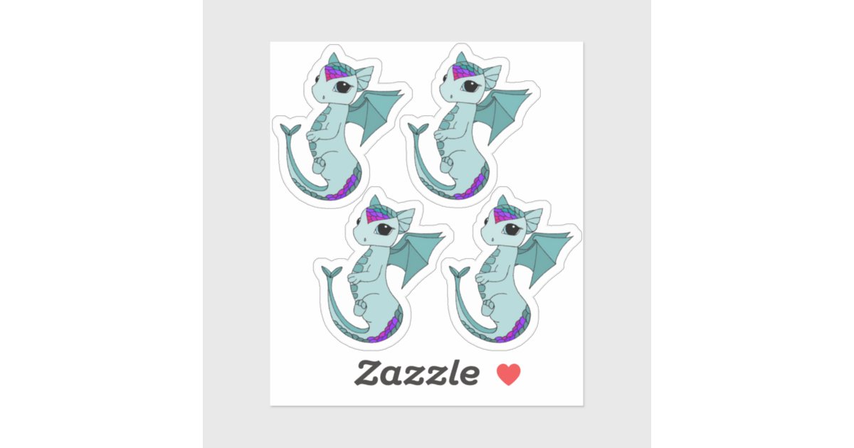 Cute Pisces Dragon design zodiac sticker | Zazzle