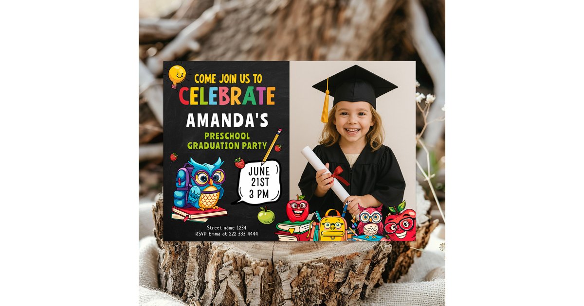 Cute Preschool Graduation Celebration with photo Invitation | Zazzle